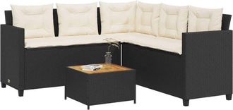 vidaXL Canap&eacute; de jardin avec table et coussins en forme de L noir vidaXL