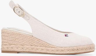 Tommy Hilfiger Hemp - Espadrilles in Beige mit Fersenriemen und Keilabsatz-Neutral