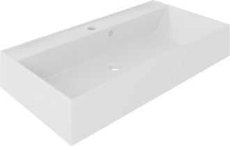 Trendteam Universal - Waschbecken - Wei&szlig; - Waschtisch aus Mineralguss - (BxHxT) 80 x 12 x 42 cm - Aufsatzwaschbecken