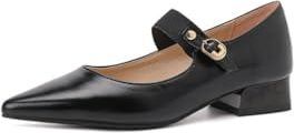 Generic Femmes élégantes Mary Jane Pompes Cheville Starp avec Boucle Pointue Bout fermé Talons Bas Bloc Bureau élégant Chaussures décontractées Quotidiennes,N