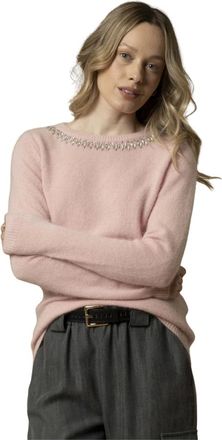 Kocca Femme, Pulls, Rose, Taille: 42 FR Pull en Laine à Col Rond Ornée de Bijoux