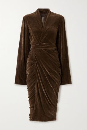 Rick Owens Midi-wickelkleid Aus Samt - Braun