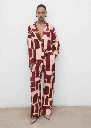 Mango Flie&szlig;ende Hose mit geometrischem Print ecru - Damen - XS - MANGO