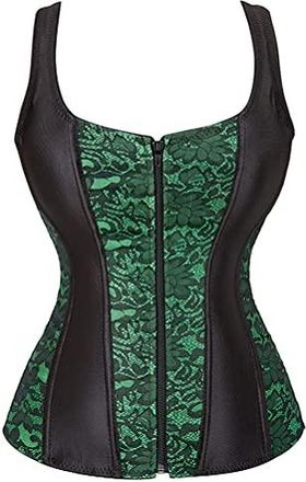 Grebrafan Corset Medieval Bustier Gothique Femme Grade Taille (EUR(40-42) 2XL,Vert)