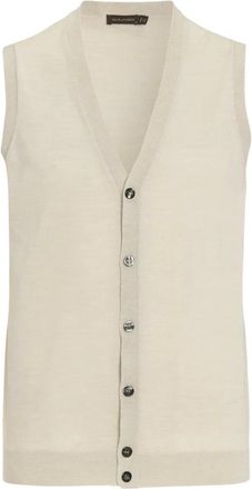 Oscar Jacobson Homme, Pulls, Beige, Taille: XL Guiseppe Regular Fit Extra Fine Merino Vest