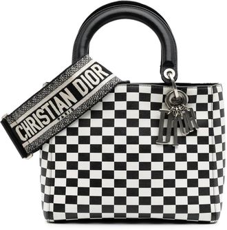 Dior Hobo Bags - Medium Calfskin Checkered Lady Dior - Gr. unisize - in Schwarz - f&uuml;r Damen