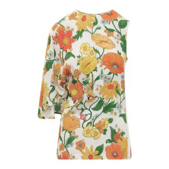 Stella McCartney Lady Garden-Print One-Shoulder Top - - Blouses & Shirts - Damen - Mehrfarbig - S