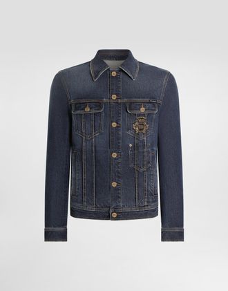Dolce & Gabbana Denimjacke Aus Denim Mit Logo-patch - Mann Jeans Mehrfarbig 54
