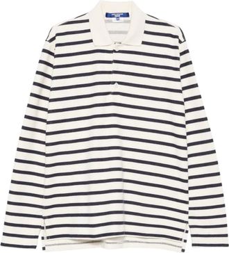 Junya Watanabe Homme, Tops, Beige, Taille: M Striped Long Sleeve Polo