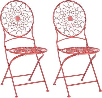 Beliani Beliani - Chaises de Bistrot en Métal Rouge Ajouré Pliantes pour Balcon ou Terrasse Scario
