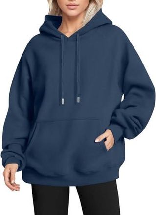 Generic Sweat &agrave; capuche pour femme - Pull surdimensionn&eacute; - D&eacute;contract&eacute; - Manches longues - Automne - Hiver - Veste &agrave; capuche avec poche - Manteau long - Loisi