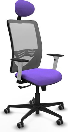 Piqueras y Crespo H&ouml;henverstellbarer Stuhl Zulema mit wei&szlig;en und schwarzen Armlehnen, h&ouml;henverstellbarer Lendenwirbelst&uuml;tze und festem Kopfteil, ausgestattet mit 3 Posi