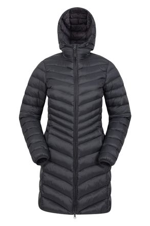 Mountain Warehouse Florence II Gefütterte Damen Lange Winterjacke, Regenjacke, Atmungsaktive, Damenjacke mit Fleecefutter Tiefschwarz Damengröße EU 40