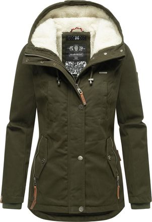 Marikoo Damen Winterjacke mit Teddyfell-Innenfutter & Kapuze