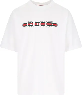 Gucci T-Shirt Mit Web-Druck