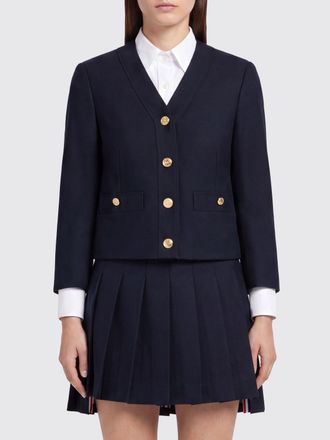 Thom Browne Blazer court en laine vierge &agrave; coupe slim avec motif 4-Bar