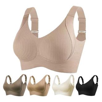 Generic Soutien-gorge push-up sans couture pour femme - Soutien-gorge push-up r&eacute;glable sans fil - Couverture compl&egrave;te douce et sans couture, Couleur chair, 3X