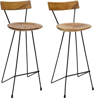 vidaXL Barhocker 2 Stk. Massivholz Teak Vidaxl
