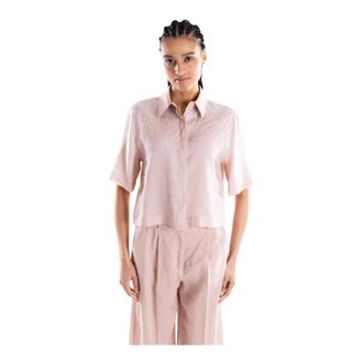 Marella Femme, Blouses et Chemises, Rose, Taille: 40 FR Embellished Linen Shirt