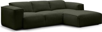 Studio Copenhagen home24 Ecksofa 3-Sitzer mit Longchair Gr&uuml;n Webstoff Saia 251cm Longchair davorstehend rechts Modern