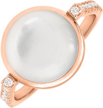 Edenly Ring Cabochon Aura Nacrée - 18 Karat Roségold und Diamanten