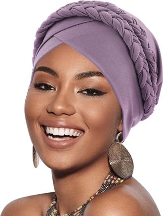 Dreshow 1 St&uuml;ck Afrikanischer Damen Turban Doppelt Geflecht Kopfbedeckung Kopft&uuml;cher Chemo Kappe Vorgebunden Beanie M&uuml;tze Kopfwickel Schlafm&uuml;tze
