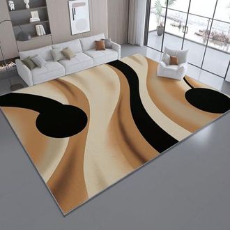 Generic Tapis Rond Salon 160 x 230 cm, Lavable Antid&eacute;rapant Tapis, Abstrait G&eacute;om&eacute;trique Cercle Courbe Imprim&eacute; Carpette pour la Chambre la Salle &agrave; Manger et Bu