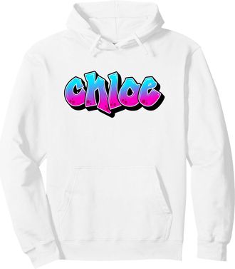 BDAZ Chloe Graffiti Personalisierter Name Blau Rosa Frauen M&auml;dchen Pullover Hoodie