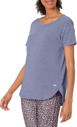 Amazon Essentials Damen Leichtes Fitness-T-Shirt mit Rundhalsausschnitt und lockerer Passform (in Übergröße erhältlich), Blau Heide Night Shadow, XXL