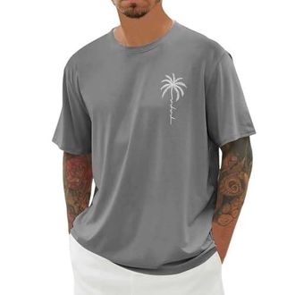 Generic T-shirt d&eacute;t&eacute; pour homme - Col rond - Manches courtes - Avec imprim&eacute; ville - Chemises basiques - Chemises d&eacute;contract&eacute;es - T-shirts de sport, gris, XXL