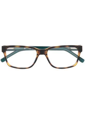 Lacoste Eckige Brille mit Logo-Schild - Braun