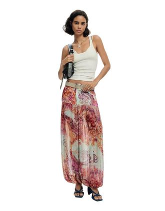 Desigual pantalon sarouel imprim&eacute; bordeaux-Rouge