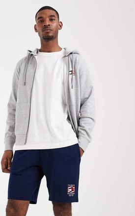Tommy Hilfiger Locker geschnittene Shorts aus Jersey in Marineblau mit Flaggenlogo-Navy