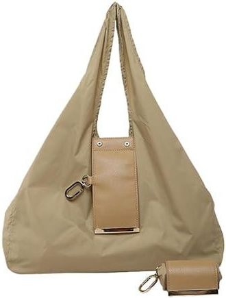 Generic Mini sac fourre-tout en cuir extensible avec porte-clés, léger, pliable, sac à main portable pour les courses quotidiennes, kaki, s