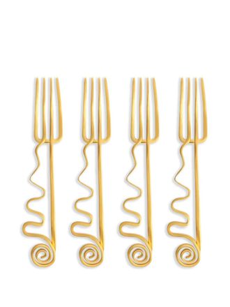 L'OBJET fourchettes à gâteau à design en spirale - Or