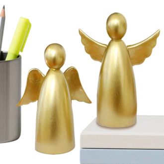 Generic Engel Statue - Weihnachtsgel Figuren - 2 Teile Goldene Harz Figur F&uuml;r Nachttisch Wohnzimmer TV M&ouml;bel B&uuml;cherregal Schlafzimmer K&uuml;che Schreibtisch
