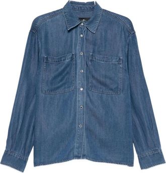 7 For All Mankind Femme, Blouses et Chemises, Bleu, Taille: 40 FR Chemise &agrave; Poches Plaqu&eacute;es et Boutons-Pression