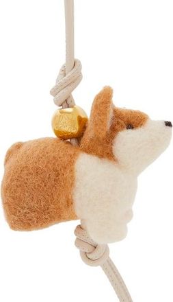 Loewe Bijou de sac corgi en feutre et cuir de veau
