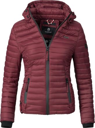 Marikoo leichte Damen Übergangsjacke kurz mitteldick gefütterte Steppjacke mit Kapuze Samtpfote Bordeaux Gr. XS