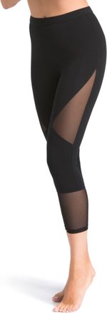 Teyli Baumwolle Leggings Damen - 3/4 Leggings Damen mit Hoher Taille - Leggins 3/4 Frauen Baumwolle - Yogahose Frauen mit Mesh Schwarz XXL