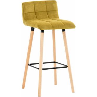 Clp Tabouret en velours matelass&eacute; de jambes en bois clair + reproches de pied dans diff&eacute;rentes couleurs colore : Jaune