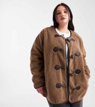 Only ONLY Curve - Duffle-coat en fausse fourrure - Marron-Brown