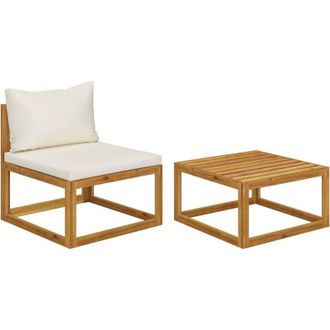 vidaXL 2-tlg. Garten-Sofagarnitur mit Auflage Massivholz Akazie - Vidaxl