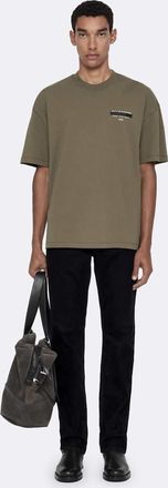 AllSaints Redact Kurzarmshirt mit Rundhalsausschnitt in verwaschenem Khaki-Braun