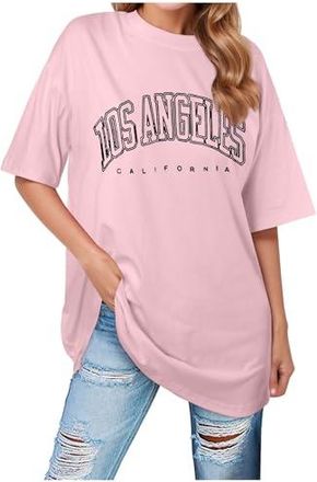 Generic Tunique Los Angeles California 2025 pour femmes, T-shirt long d&eacute;t&eacute; ample pour le sport, l&eacute;t&eacute;, mignon, surdimensionn&eacute;, d&eacute;contract&eacute;, tendance, imprim&eacute; l