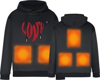 Generic Sweat &agrave; capuche unisexe d&eacute;contract&eacute; &agrave; 5 chauffages USB pour la Saint-Valentin 2026 (3), Noir, 3XL