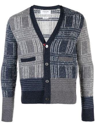 Thom Browne cardigan Pow &agrave; carreaux - Bleu