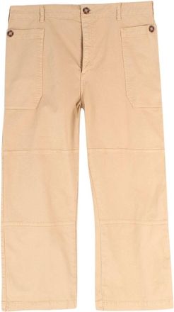 Frame Denim Beige High Rise Cropped Twill Cargo Trousers Size 34/86