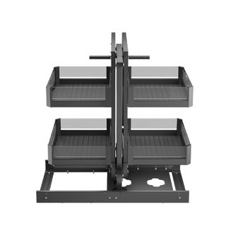 Generic Eckauszug Aus Aluminium Mit 4 K&ouml;rben, Soft-Close-Funktion, Nach Rechts Schwenkbar, Zwei Ebenen for T&ouml;pfe, Pfannen Und Beh&auml;lter, Bodenmontage(350 Cabin