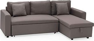 Happy Garden Canapé dangle Convertible Clark 3 Places en Tissu Gris chiné. Canapé avec méridienne réversible et Coffre de Rangement